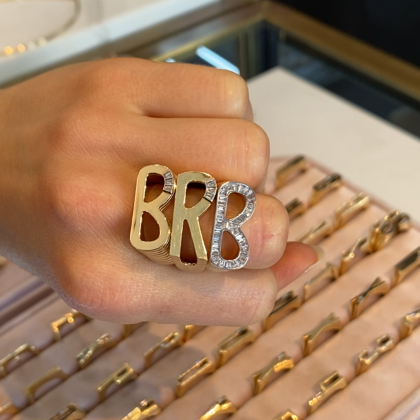 Grandsize Full Diamond Initial Ring