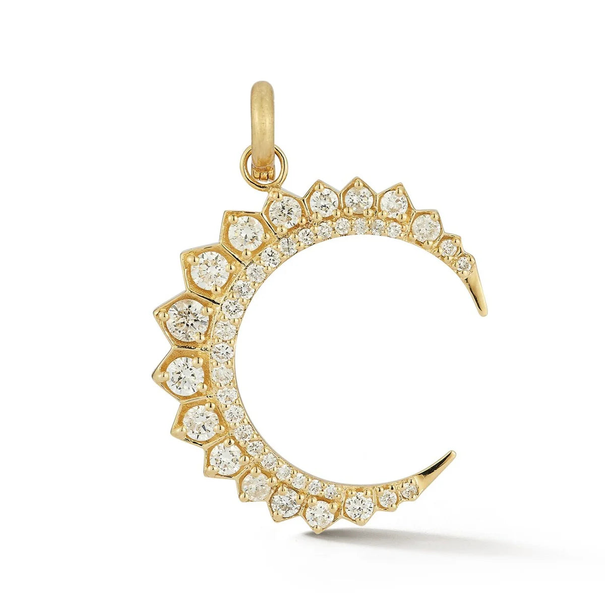 14K GOLD & DIAMOND CRESCENT MOON ESTELLE CHARM