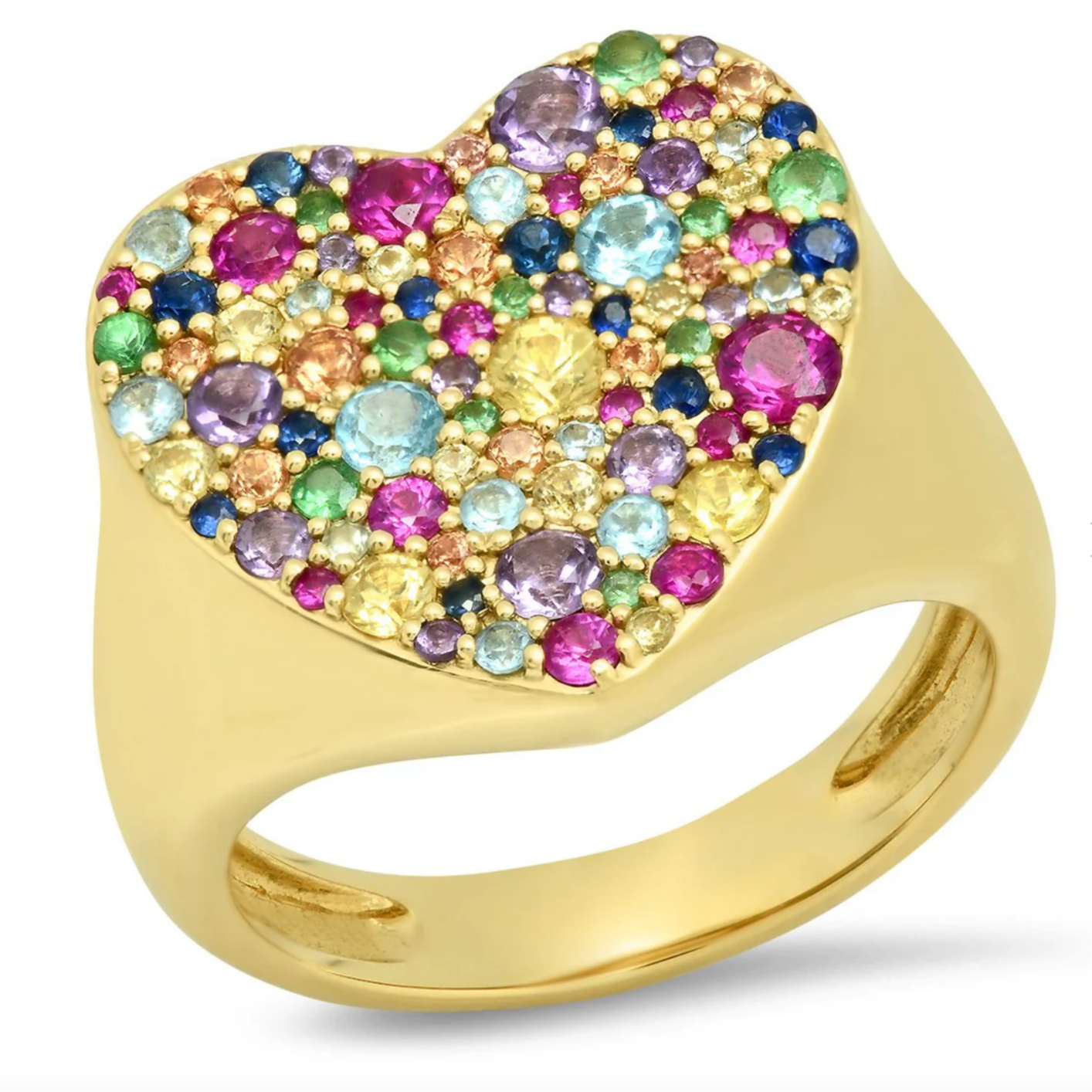 Multi Colored Heart Signet Ring