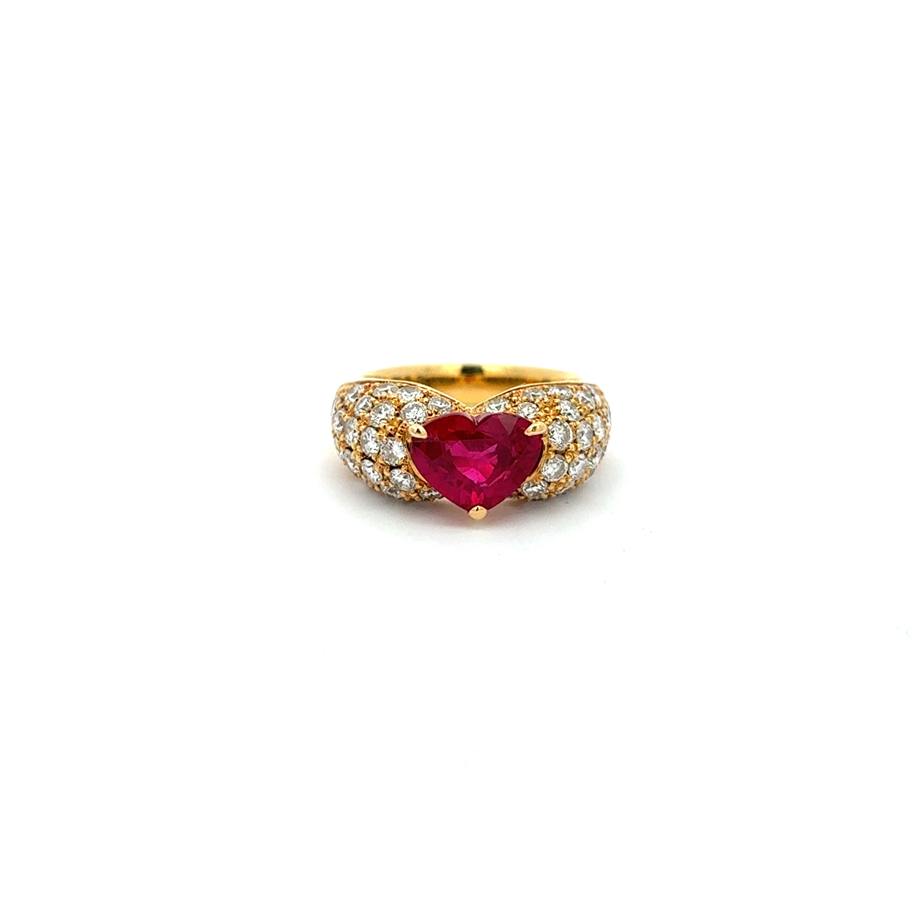 Vintage Burma Minor Heart Ruby and Diamond Ring