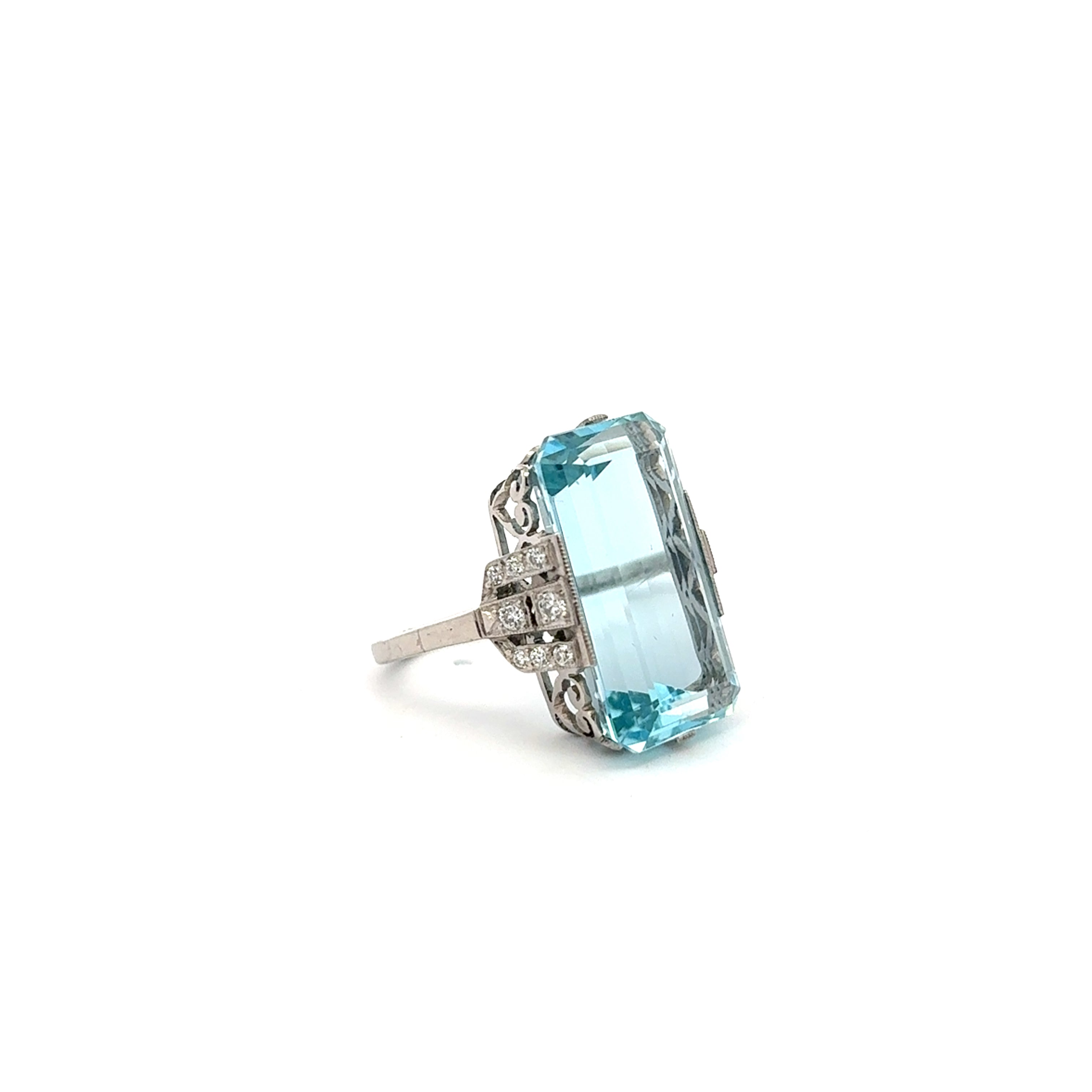 Vintage Aquamarine and Diamond Handmade Ring