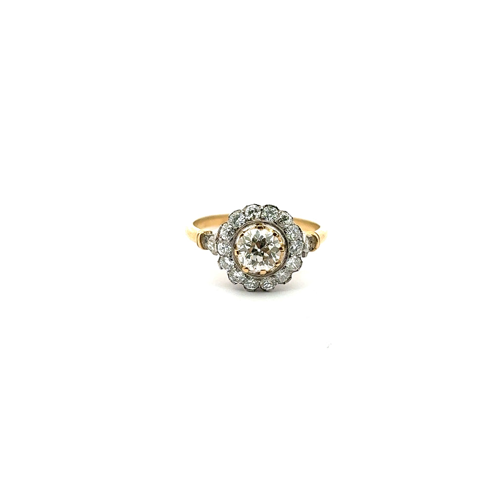 Vintage Fancy Yellow European Diamond Handmade Ring